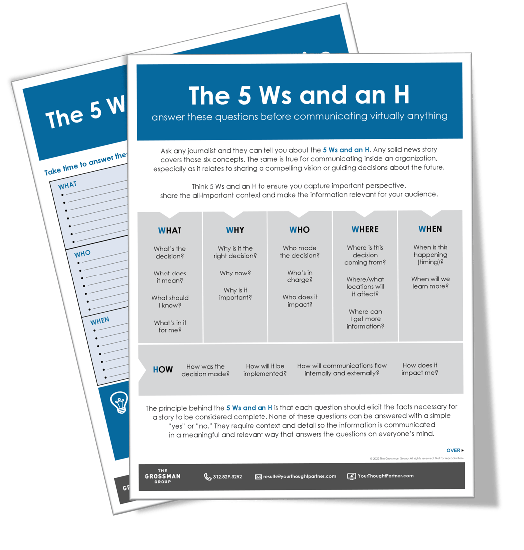 [Free Tool] 5 Ws and an H | The Grossman Group