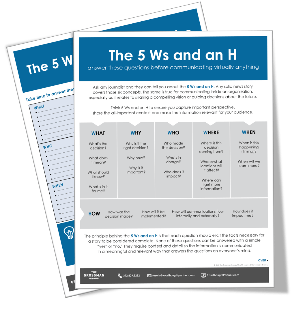 Free Tool 5 Ws And An H The Grossman Group Free Tool 5 Ws And An H The Grossman Group