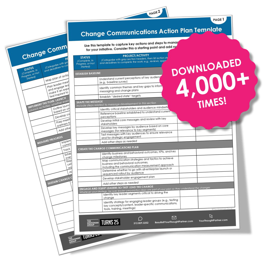 [Free Template] Change Communications Action Plan | The Grossman Group