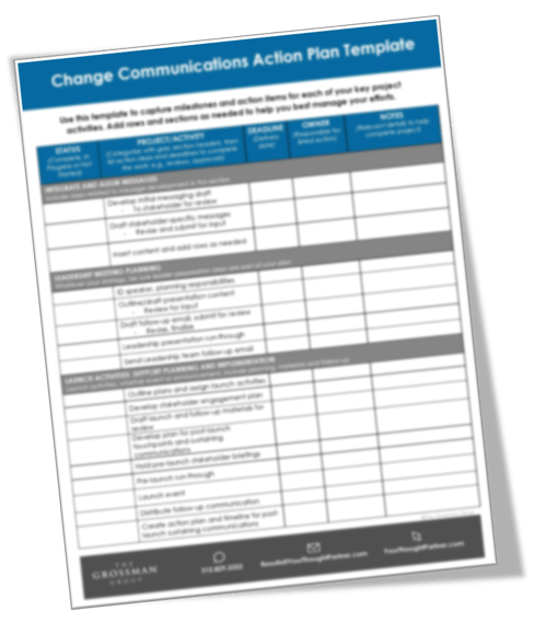 Change Communication Action Plan Template | The Grossman Group
