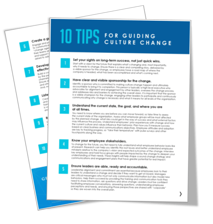 [Free Tip Sheet] 10 Tips for Guiding Culture Change | The Grossman Group