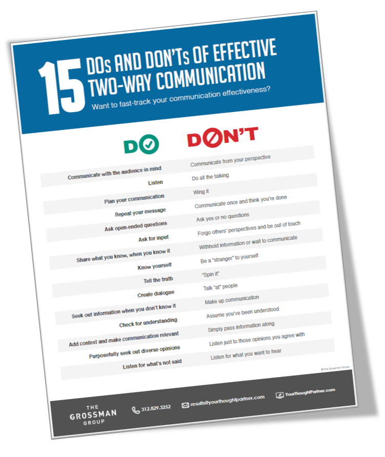 [Free Tip Sheet] Effective Two-Way Communication | The Grossman Group