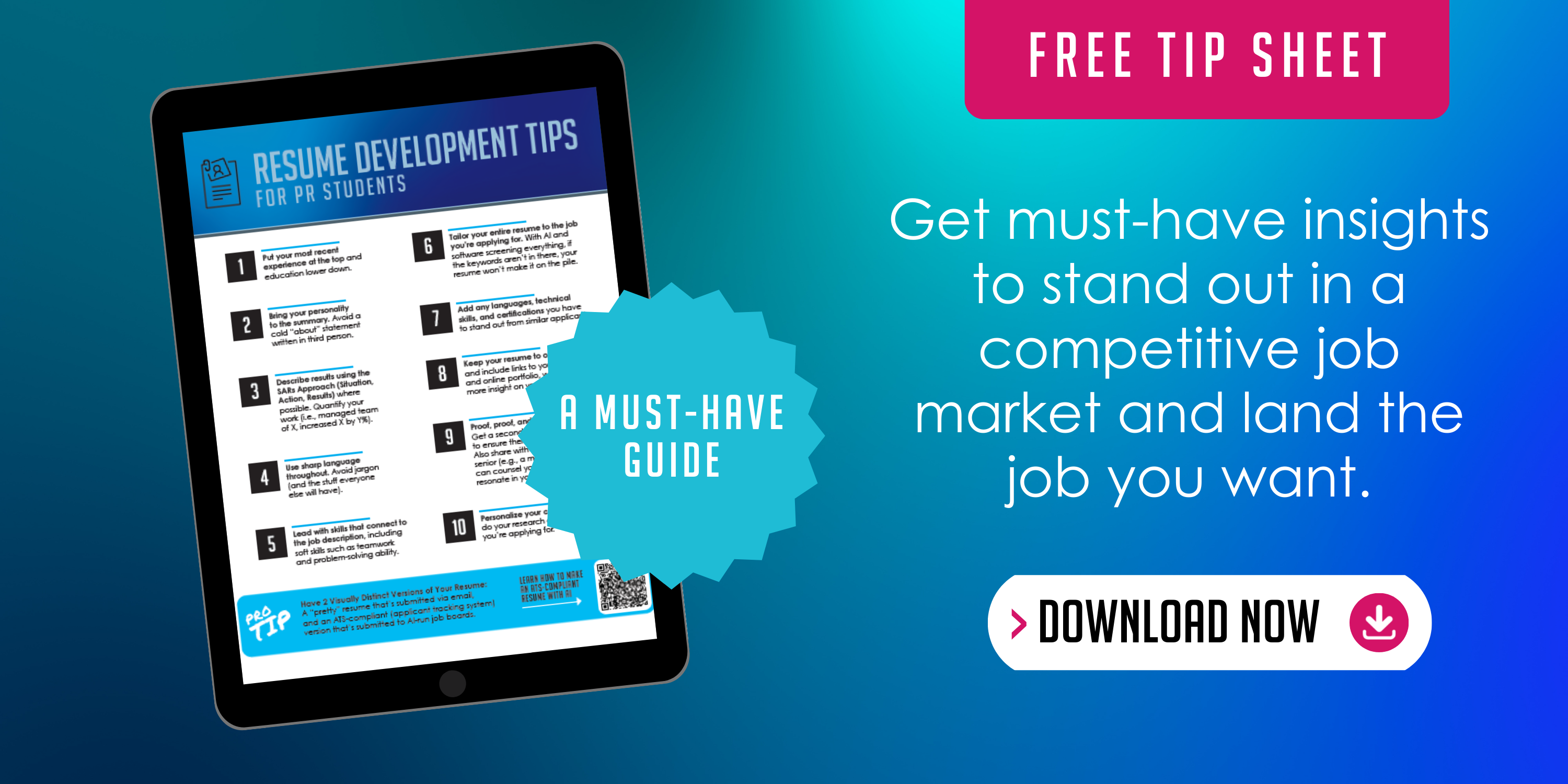 Resume Tip Sheet for PR Students | The Grossman Group