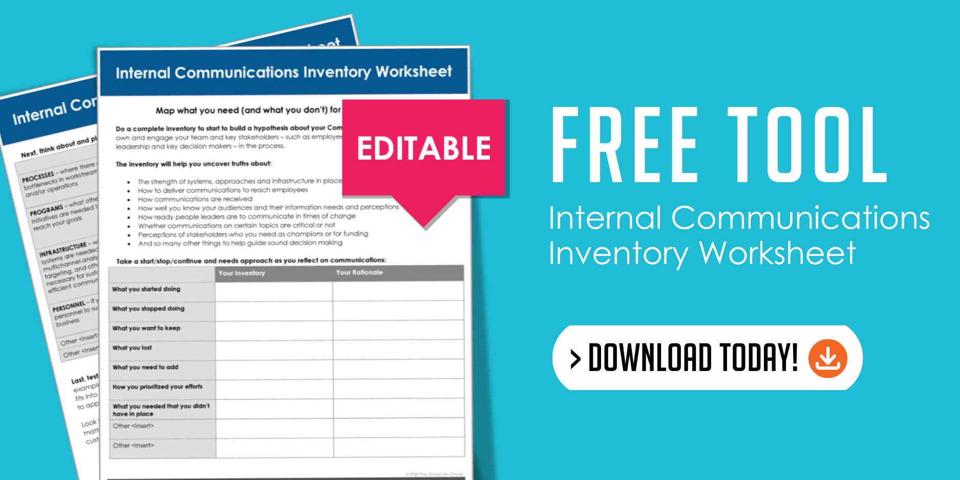[Free Worksheet] Internal Communications Inventory | The Grossman Group
